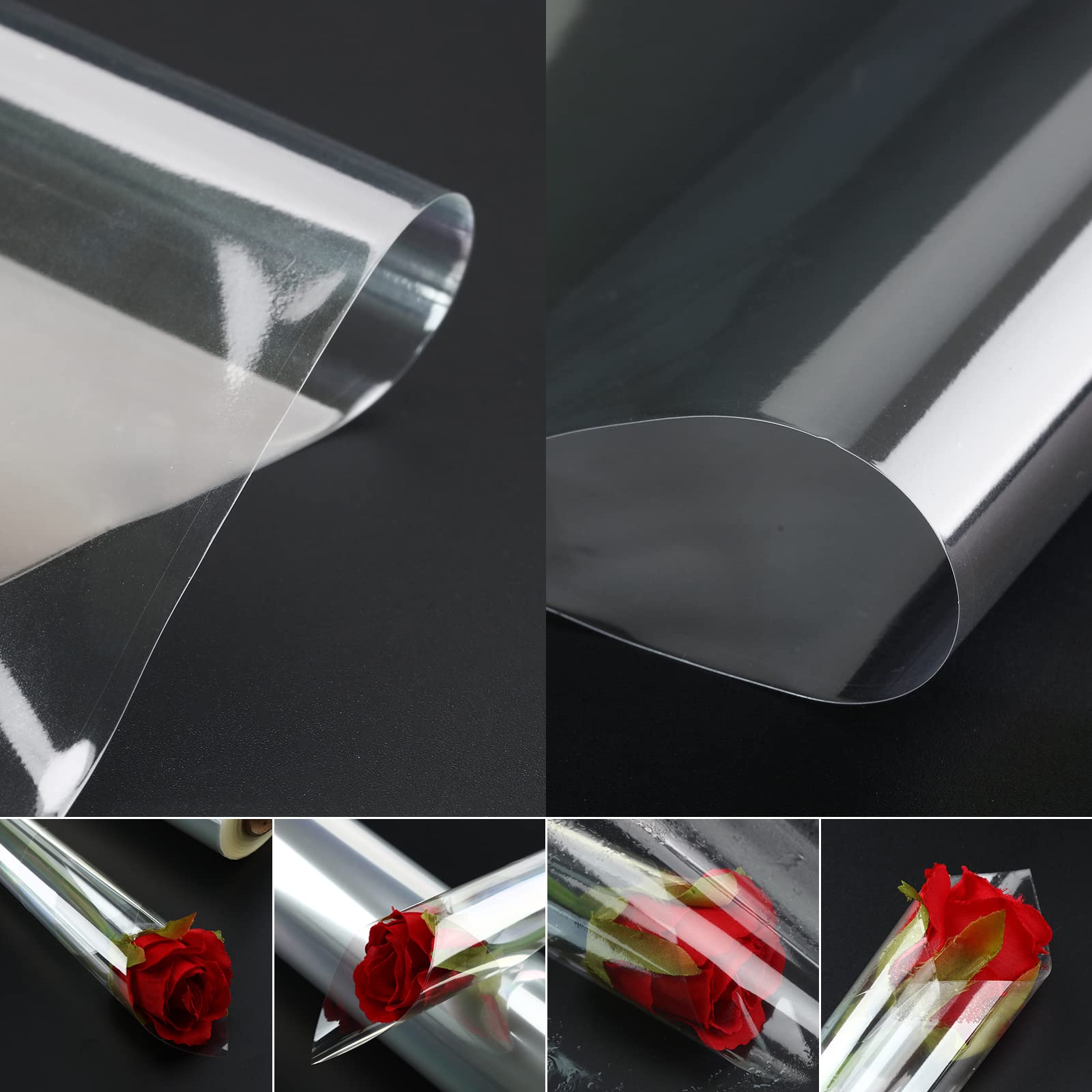 Ctosree 328 ft Clear Cellophane Wrap Roll 3 Mil Thicken Cellophane Roll 31.5 Inches Wide Gift Wrapping Paper Flower Wrapping Paper for Gift Basket Wrap Flower Crafts Wrapping, 2 Packs, 164 ft for Each