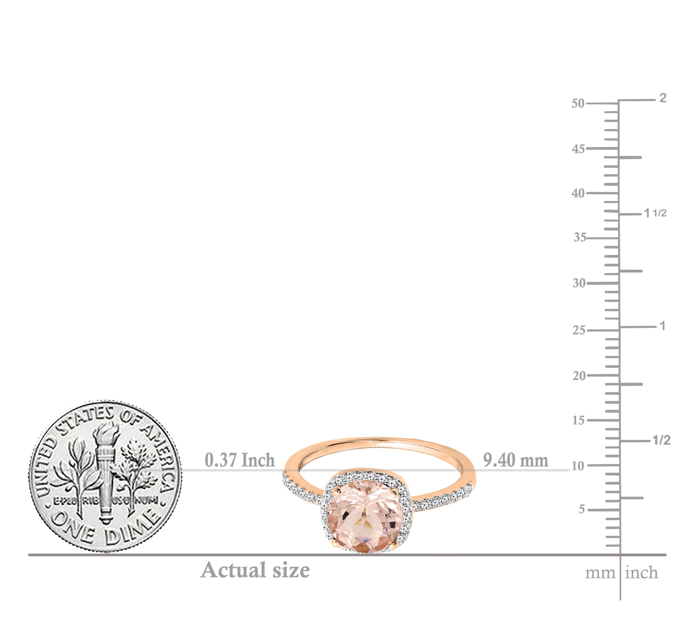 Dazzlingrock Collection 6MM Round Morganite & White Diamond Halo Engagement Ring for Women in 10K Rose Gold Size 6