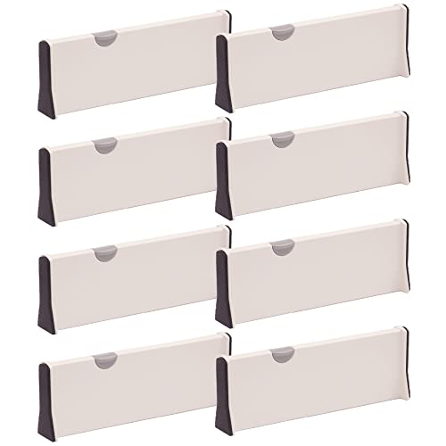 TENABORT Set of 8 Adjustable Drawer Dividers Organizer Separators Plastic Dresser Organizer for Bedroom, Bathroom, Closet, Office Desk, Kitchen Storage