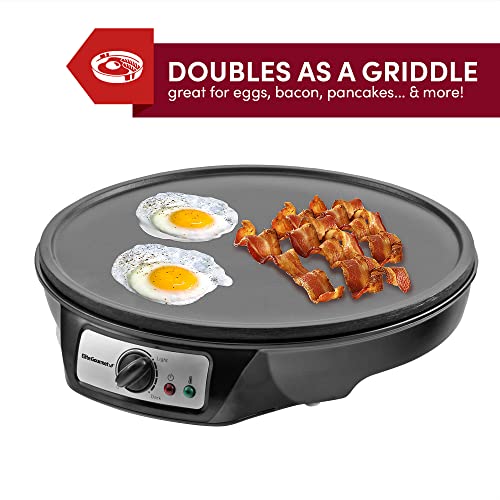 Elite Gourmet ECP-126 Electric Crepe Maker, Pancake, Hot Cakes and Non-stick Griddle with Spreader, Spatula and Recipes, 12", Black