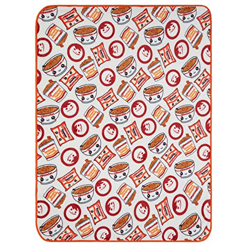 Maruchan Cup Noodles Throw Blanket Ramen Noodles Happiness in a Cup Fleece Throw Blanket(Cream)