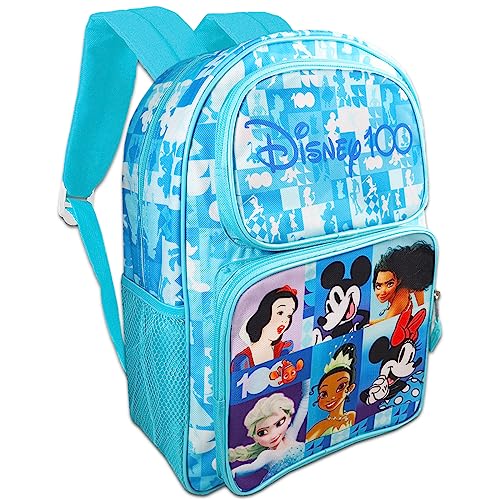 Disney Backpack for Girls Featuring Moana, Minnie Mouse, Frozen, and More - Bundle with 16β Disney Backpack, Water Bottle, Stickers, More | Disney Backpack for Kids, Adults