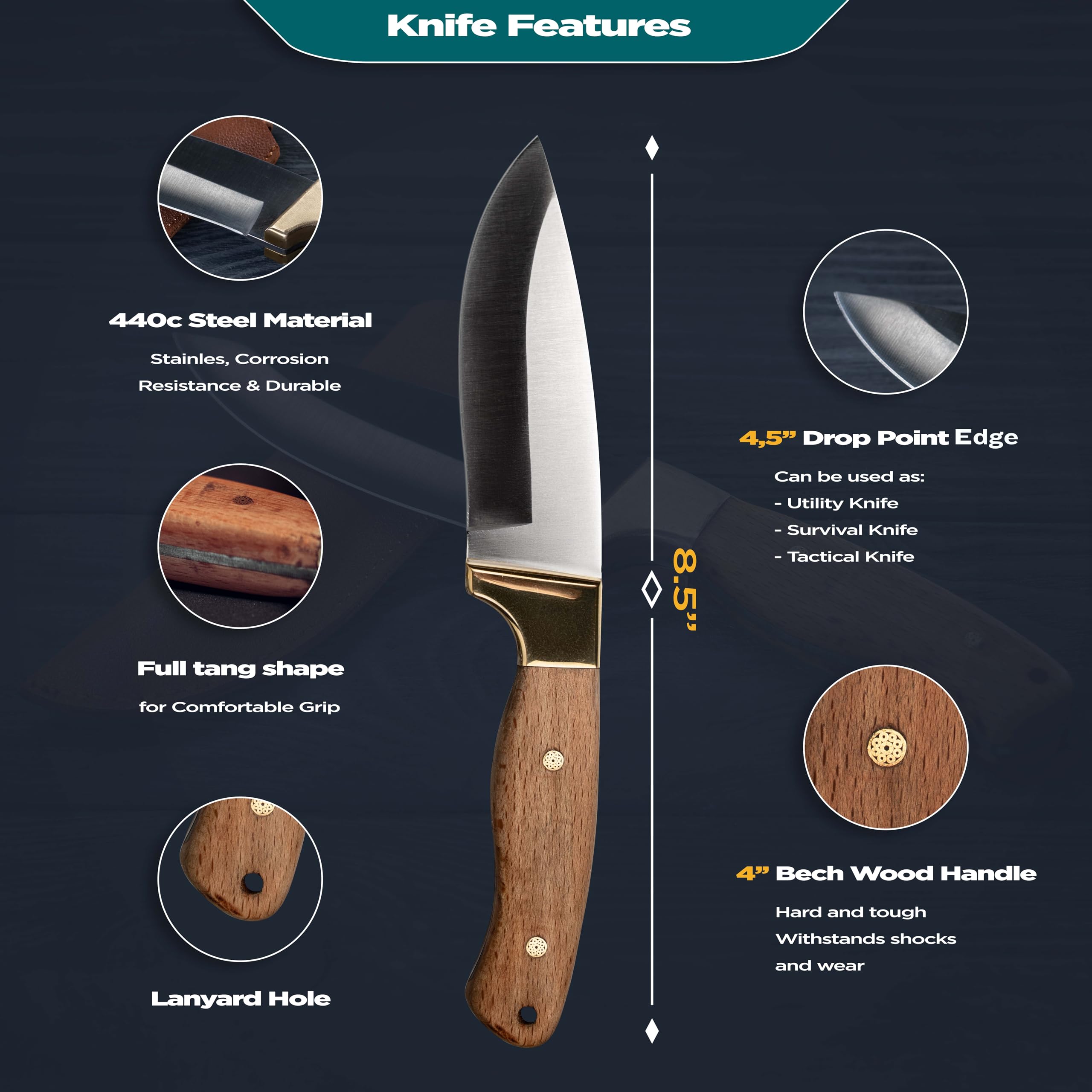 Knife Making Kit DIY Gift for Men - Gift Set with Complete Tools, Materials & Accessories to Make Knife, Stainless Steel Blade, Beginners Guide Husband Boyfriend Dad Handwork Hobbies, Gift for Him