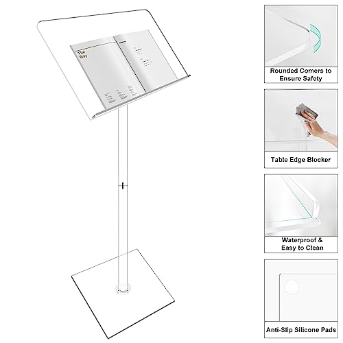 Clear Acrylic Podium Stand, Portable Podium Conference Lecterns Acrylic Pulpits for Churches Weddings Classroom Concert Speech