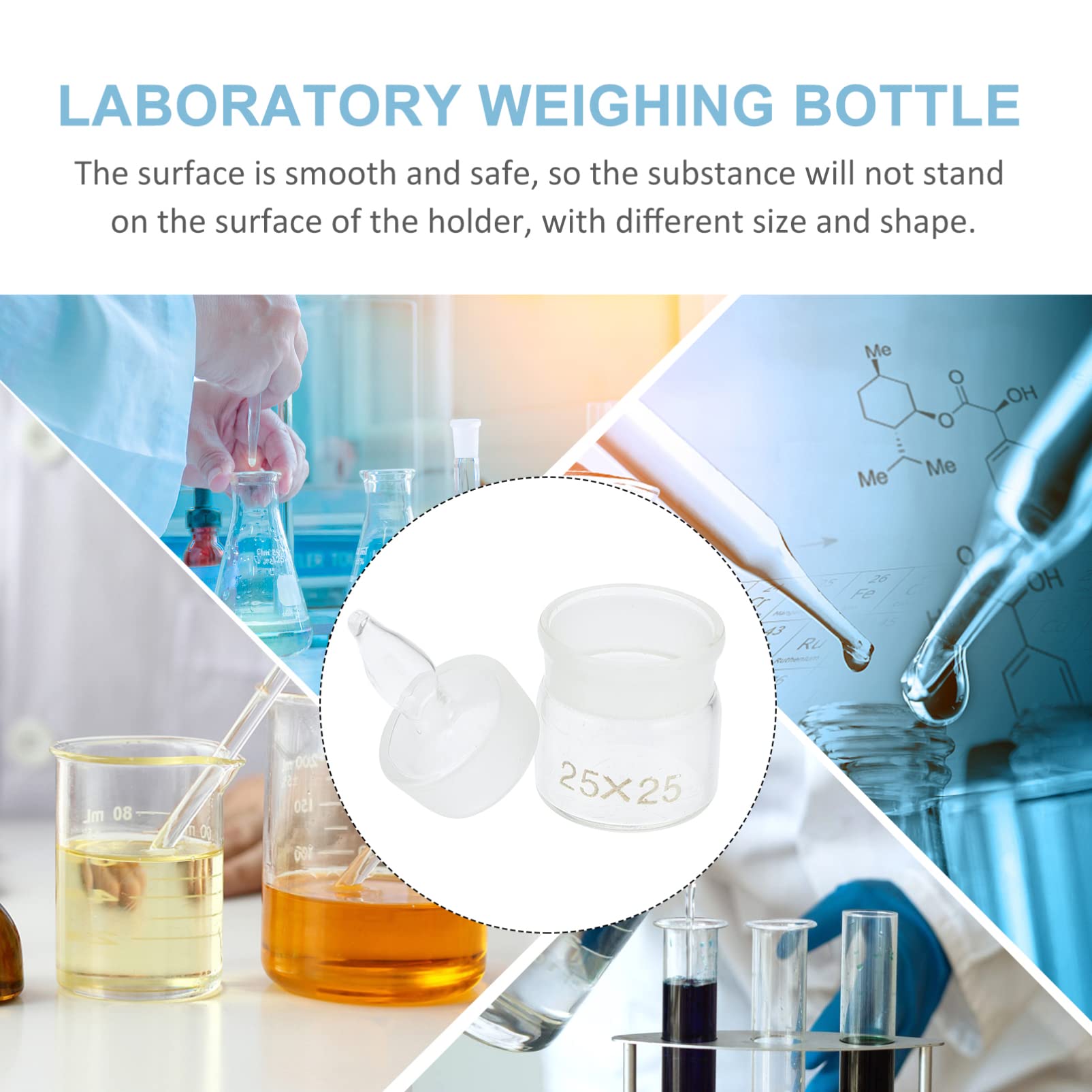POPETPOP Laboratory Sampling Glass Weighing Bottle: 5pcs Clear Specific Gravity Bottles Equipment Laboratory Supply Weighing Holder Iwith Interchangeable Ground Stopper