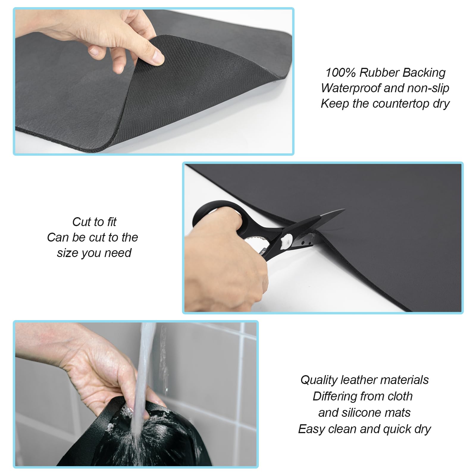 Coffee Mat for Kitchen, 12"x19" Absorbent Dish Drying Mat for Kitchen Counter, Hide Stains Rubber Backed, Coffee Bar Accessories, for Hidden Stains on Kitchen Countertops and Under Coffee Makers