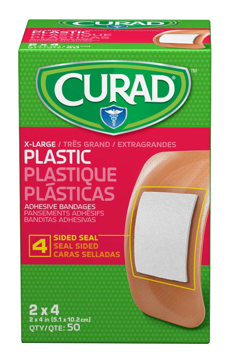CURAD Plastic Adhesive Bandages 2" x 4", Not Made from Natural Rubber Latex, Pack of 600