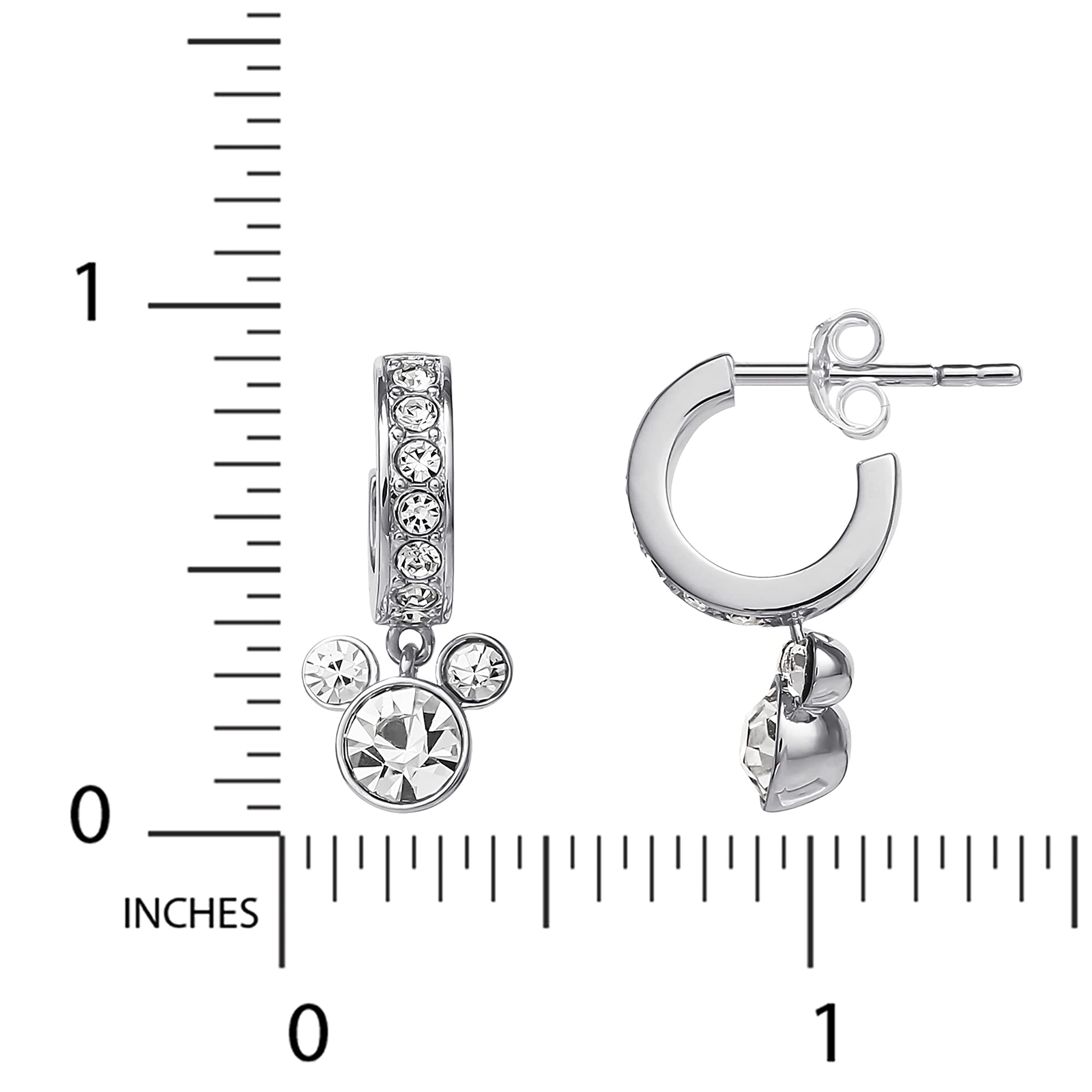 Disney Mickey Mouse Hoop Dangle Crystal Earrings, Sterling Silver