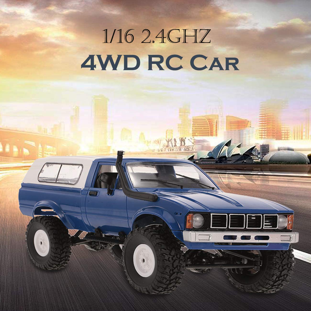 YIKESHU Rock Crawler RC Truck 4x4 Offroad 1:16 Scale Remote Control Truck 2.4Ghz with Led Headlight, All Terrain RC Crawler Brushed RTR Toy for Adults (WPL-C24)