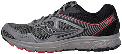Saucony Men's Cohesion 10 Grey/Black/Red Running Shoe 10 M US