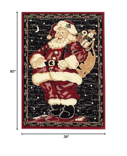 Pro Rugs. Santa Claus Winter Holiday Christmas Xmas Area Rug (3’ X 5’)