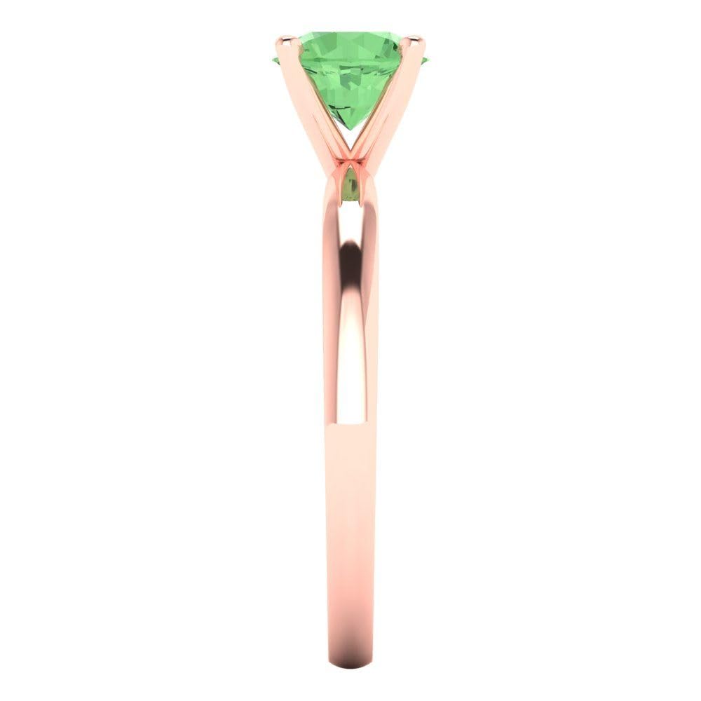 Clara Pucci 1.0 ct Round Cut Solitaire Green Simulated Diamond Bridal Designer Anniversary Engagement Ring in 14k Rose Gold