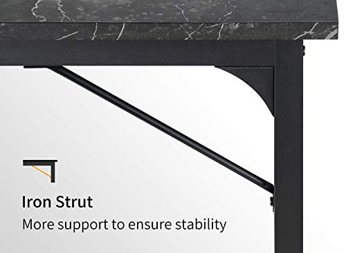 CubiCubi Computer Desk 47 Inch Study Writing Table for Home Office, Modern Simple Style PC Table with Storage Bag, Black Marble