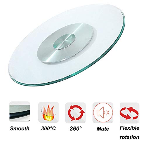 Large Lazy for Susan Dining Table - Smooth Swivel Glass Turntable with Aluminum Alloy Bearing - Perfect for Kitchen - 180° Rotation(Diameter: 80cm)