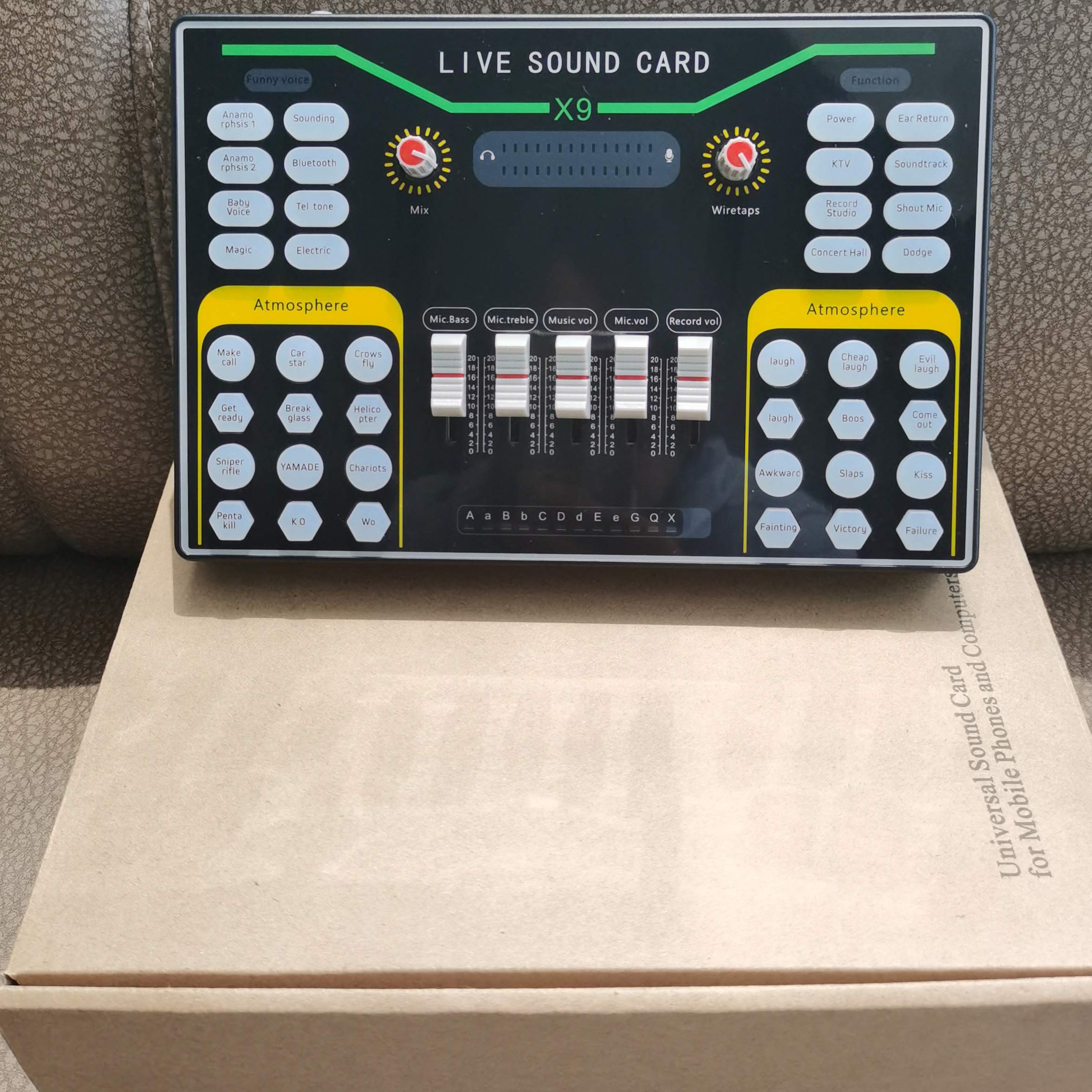 X9 Mini Audio Mixer Sound Card With Dsp Independent Reverb Chip, 48V Power Multiple Sound Effects For Live Streaming Studio Recording Karoke Singing For PC Or Mobile Phone…