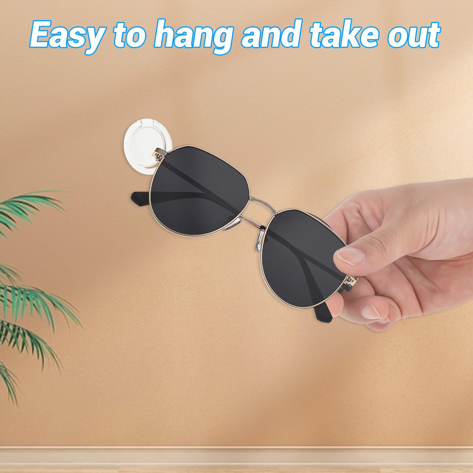 JJUNW 6 Pack Sunglasses Organizer Wall Mounted Sunglasses Holder Hanging Eyeglass Holder for Sunglasses Display(White)