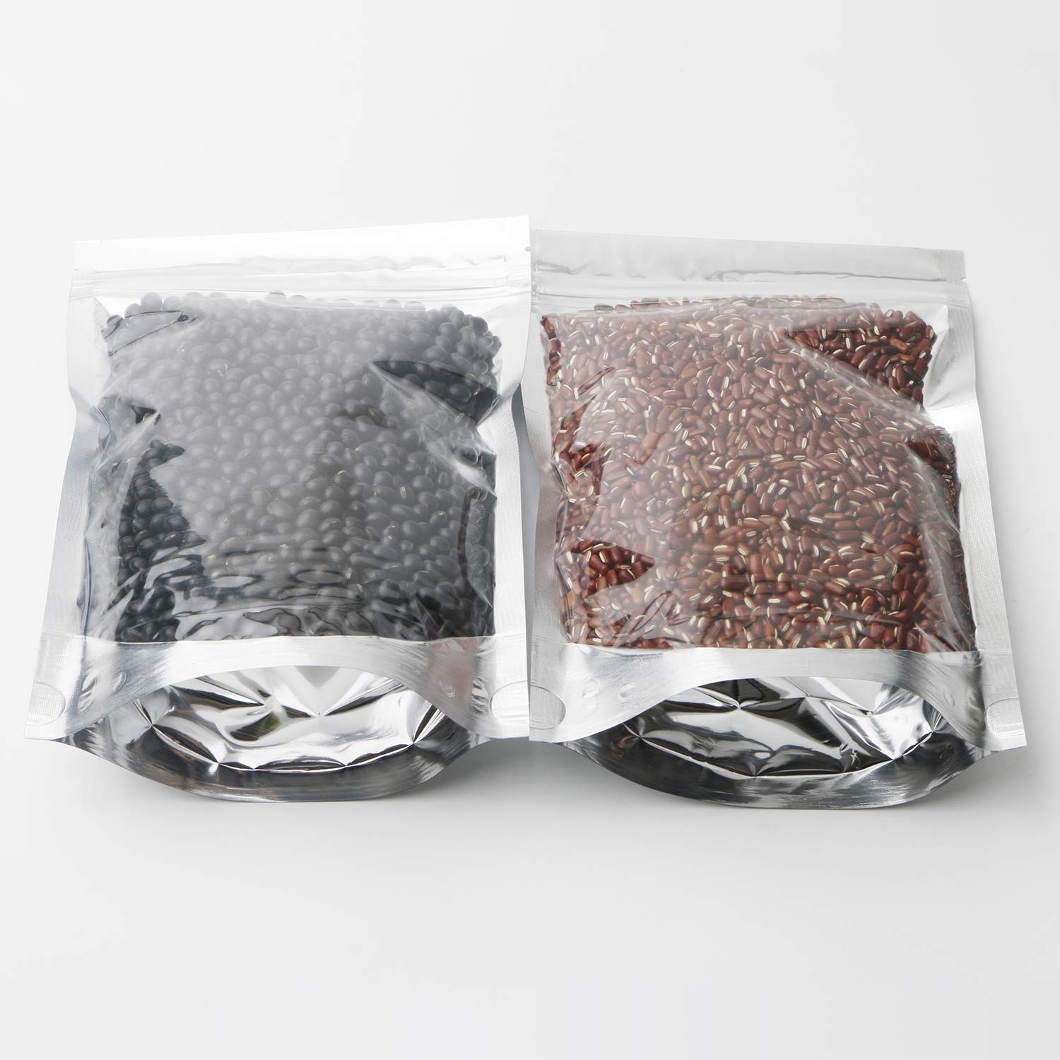 Ellbest 100Pcs Aluminum Mylar Foil Plastic Packaging Bags, Resealable Clear Silver Ziplock Stand Up Pouch Bag for Beans Coffee Cookie Food Storage 5.9x8.7 inch