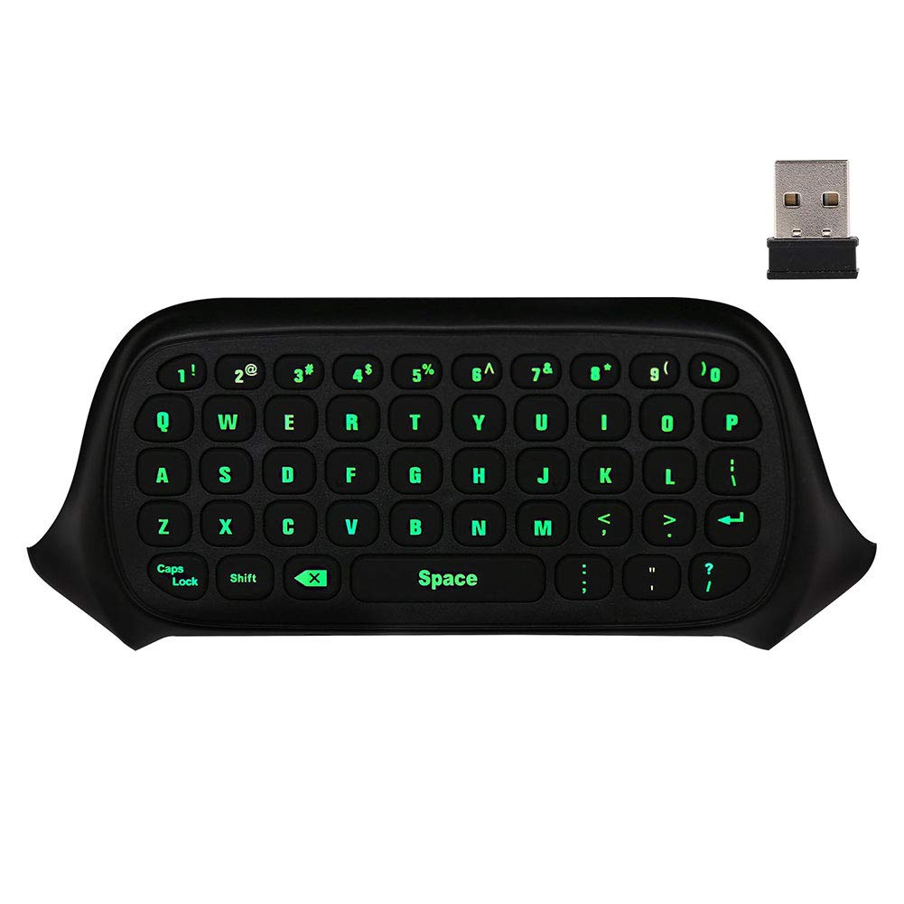 Xbox One Chatpad Gaming Wireless Mini Keyboard ChatPad 2.4GHz Receiver and 3.5mm Jack for Xbox One Elite & Slim Game Controller Gamepad (Black)