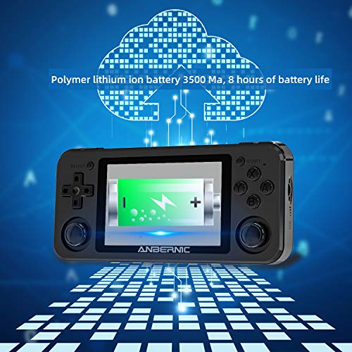 RG351P Handheld Game Console,Plug & Play Video Games Supports TF Extend 256GB , Portable Game Console 3.5 Inch IPS Screen Double 3D Rocker Supports 3.5mm Sound Headphones (Black)