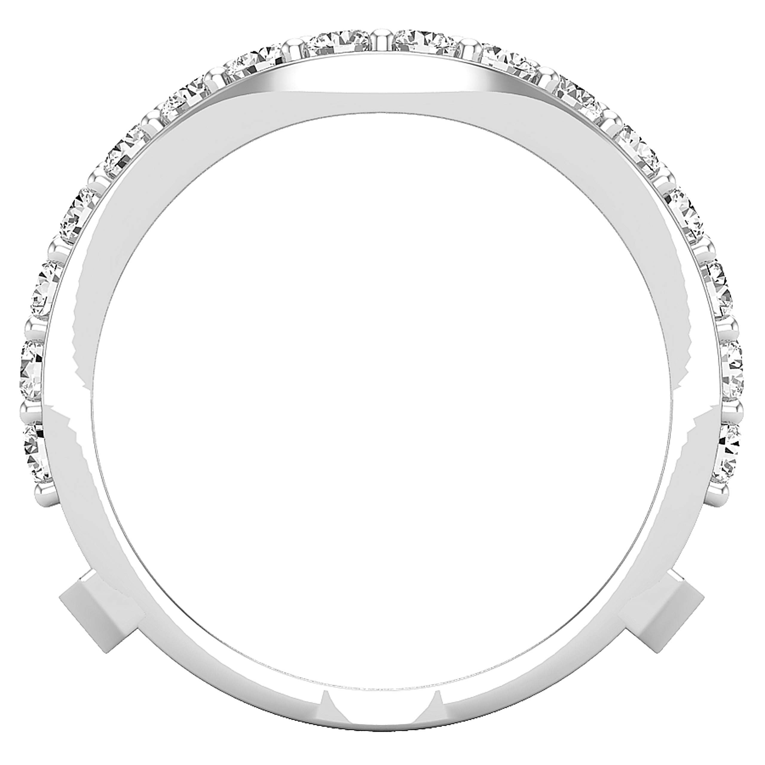 Dazzlingrock Collection 1.75 Carat (ctw) Round Lab Grown Diamond Ladies Wedding Enhancer Guard Double Ring, 18K White Gold, Size 6