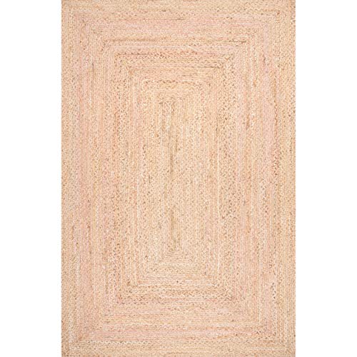 nuLOOM Hand Braided Otelia Denim And Jute Area Rug, 4x6, Beige