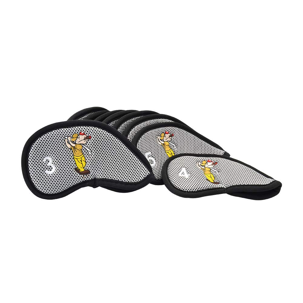 COOLSKY 10pcs Blue and Black Neoprene Universal Golf Club Head Cover Wedge Iron Protective Headcover
