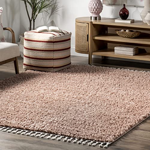 nuLOOM Neva Modern Tasseled Shag Area Rug, 5' 3" x 7' 7", Pink