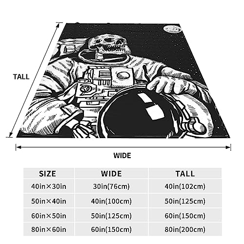 Laridaorio Halloween Throw Blanket, 50"Γ60β Skull Fleece Blanket for Men, Women and Kids - Super Soft Lightweight Warm Plush Astronaut Blanket Throw Decor for Bed Sofa Couch