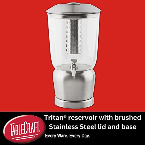 Tablecraft 2.5 Gallon Drink Dispenser with Fruit Infuser & Stand | BPA Free | Tritan Stainless Steel | Cold Beverage Dispenser for Catering, Buffet or Home Use (75)