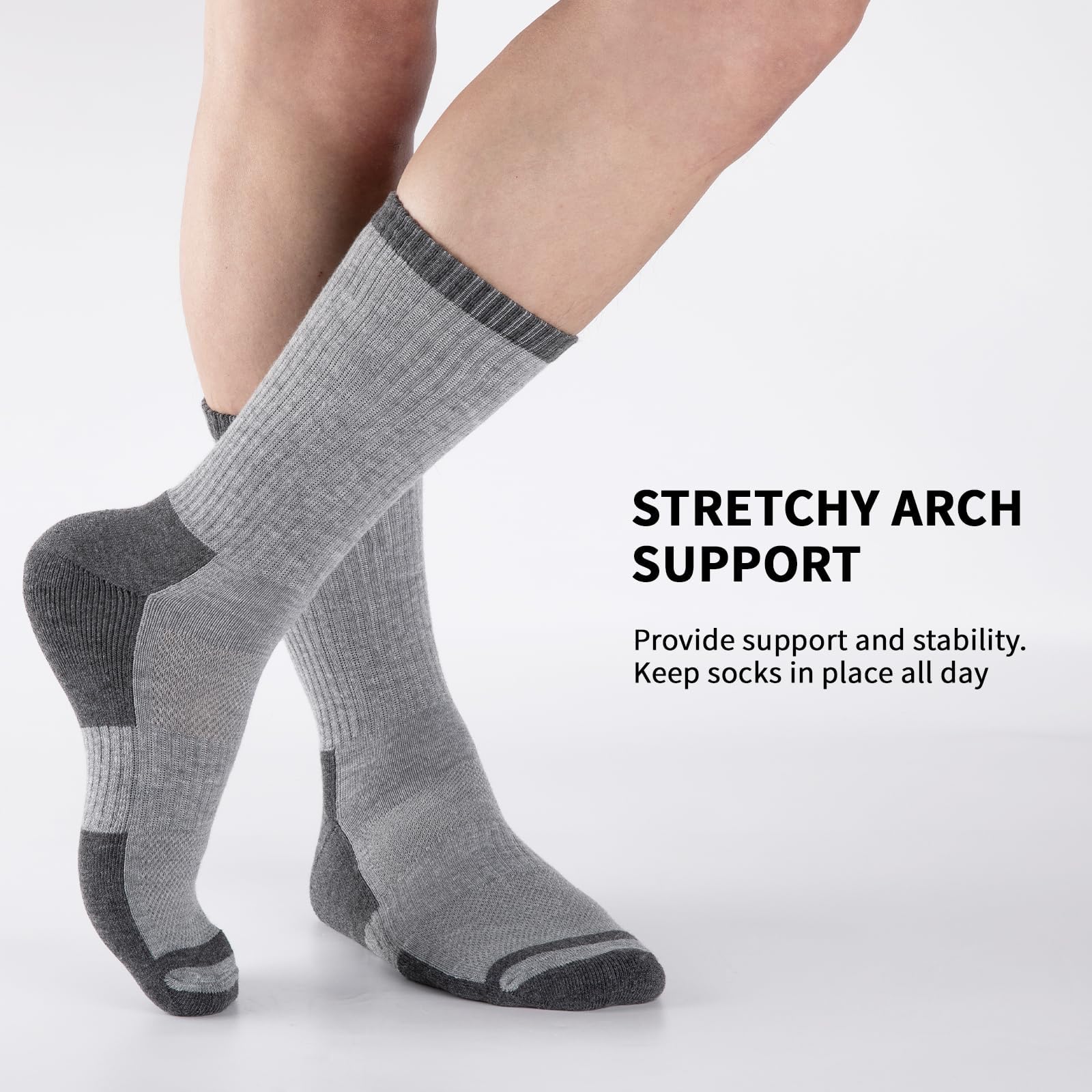 COOPLUS Mens Crew Socks Athletic Moisture Wicking Cushion Durable Work Mid Calf Socks for Running Sports (6 Pairs)
