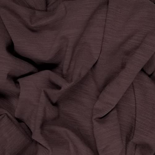 Texco Inc Solid Slub Spandex Jersey Knit Cotton Blend/Apparel DIY Fabric, Mauve Dark 1 Yard
