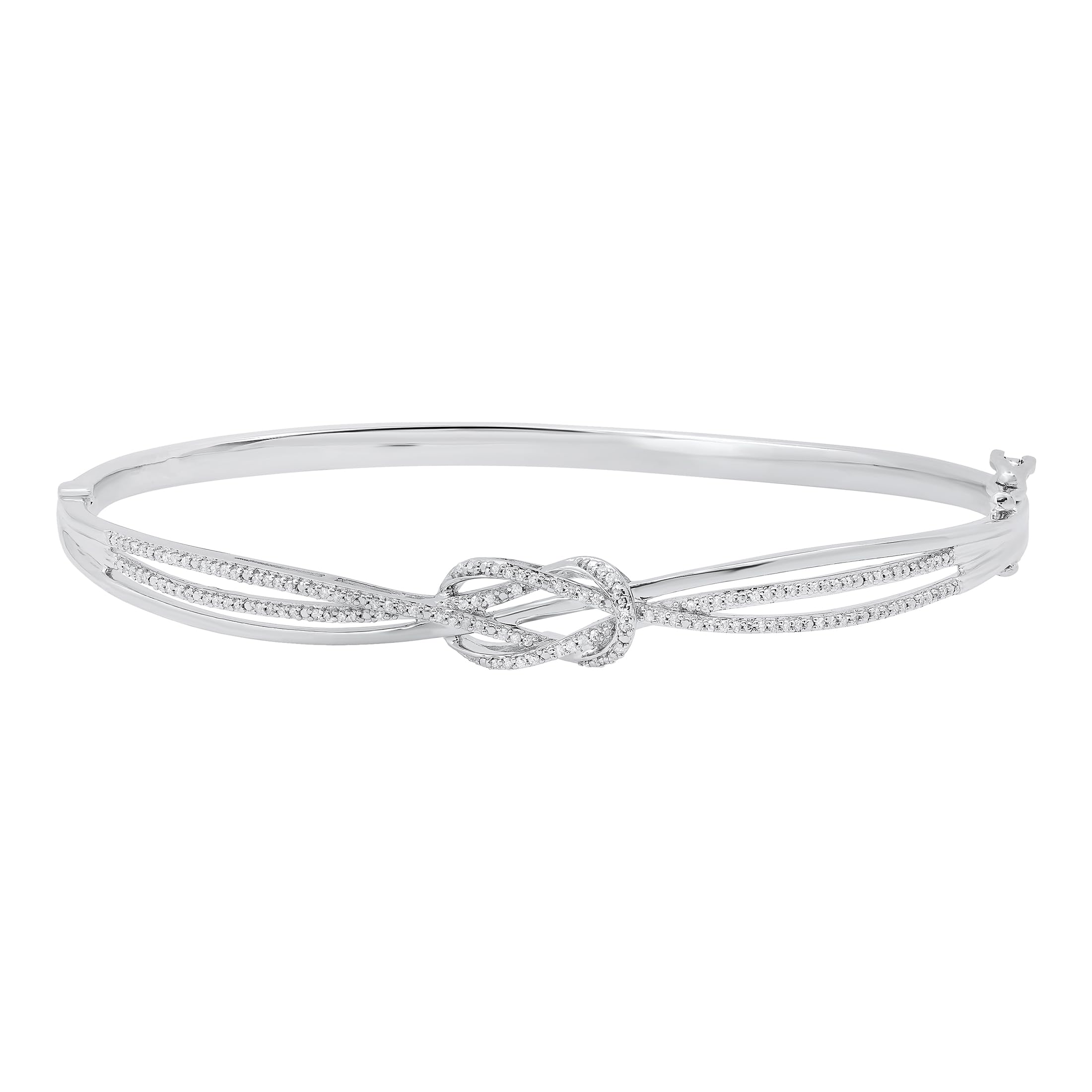 Dazzlingrock Collection Round White Diamond Infinity Knot Bangle Bracelet for Her (Diameter 2.75 inch, 0.25 ctw, Color I-J, Clarity I2-I3) in 925 Sterling Silver