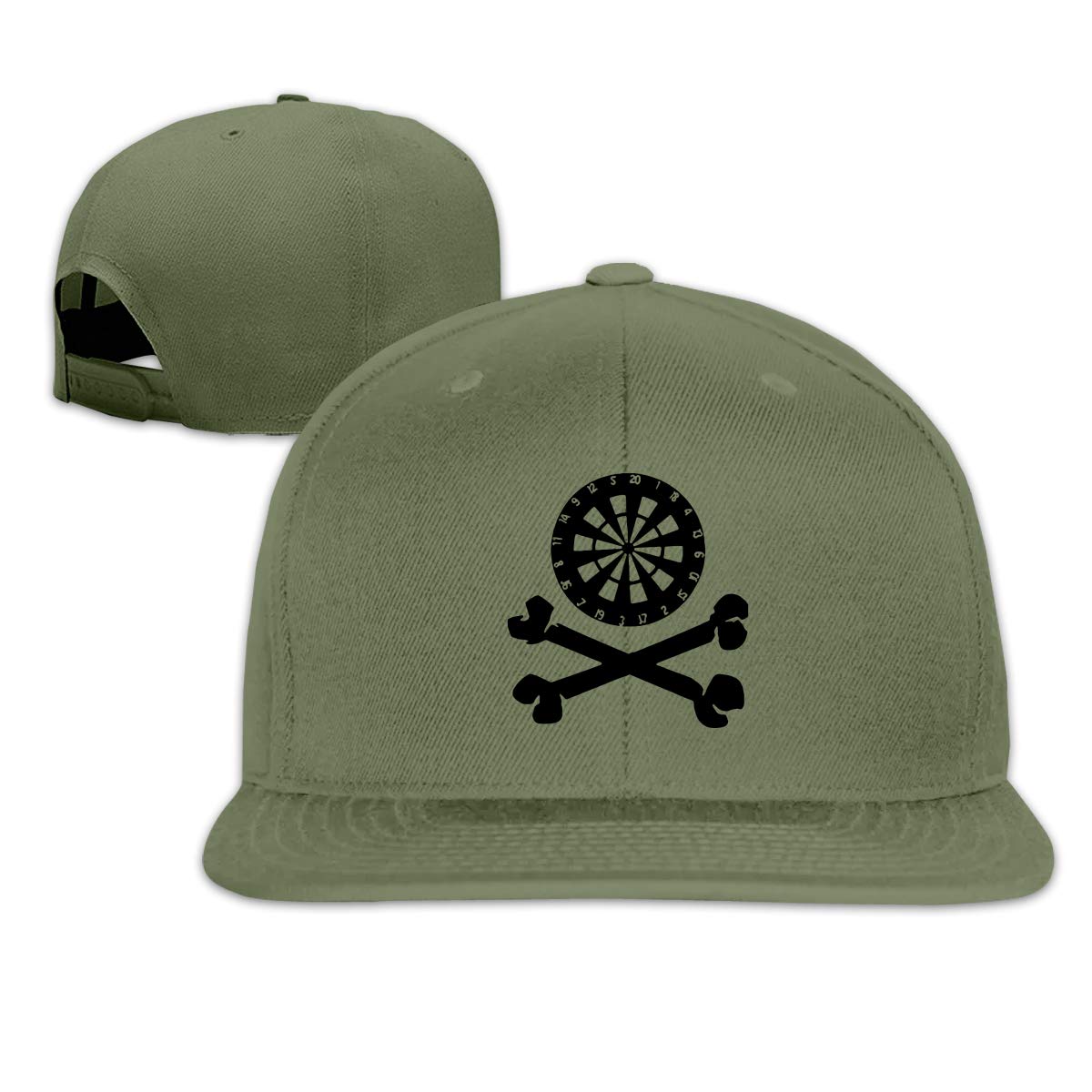 Dart Board Pirate Skull Cross Bones Men Women Trucker Hats Adjustable Flat Billed Baseball Hat Moss Green
