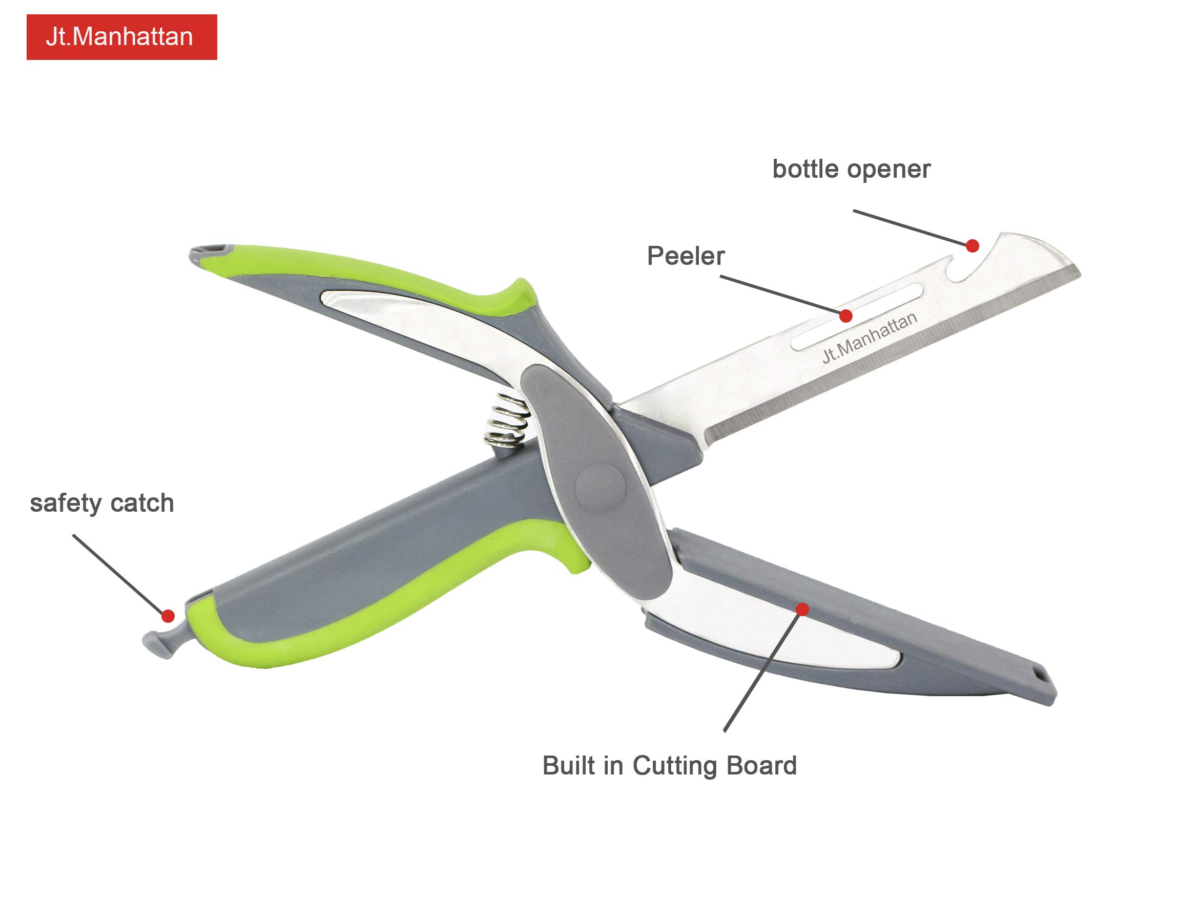 Clever Food Choppers Smart Cutter Slicer Kitchen Shears with Built-in Cutting Board for Picnics & Kitchen Vegetables and Food (Green)