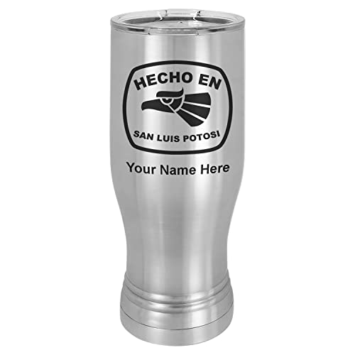 LaserGram 14oz Vacuum Insulated Pilsner Mug, Hecho en San Luis Potosi, Personalized Engraving Included (Stainless Steel)