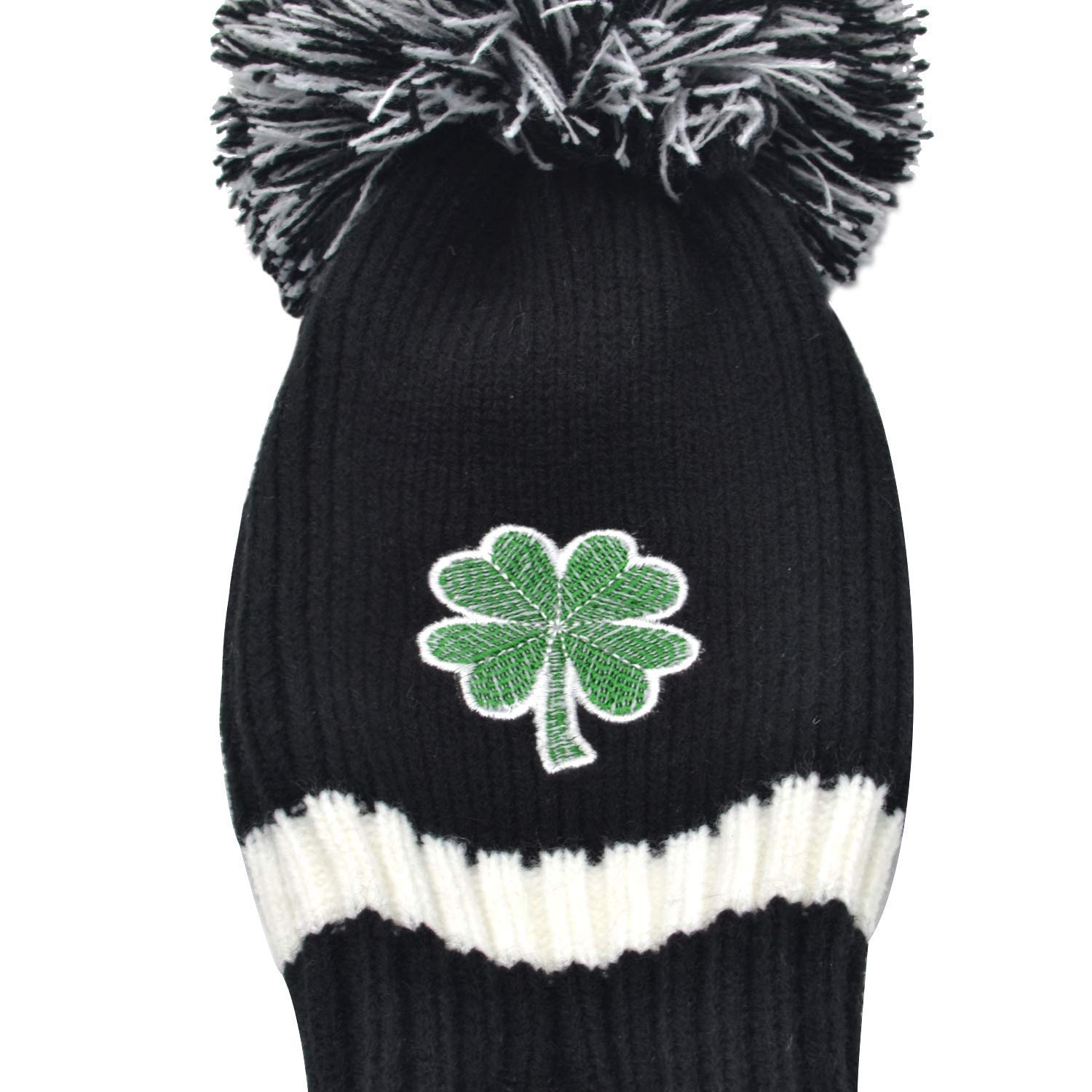 Clover Embroidered Always Lucky Knitted Golf headcovers for 460cc Driver Wood-The Great Wave and Starry Night Golf Ball Aiming Marker