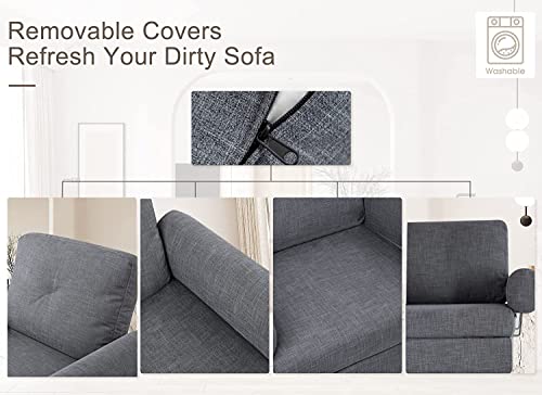 HOMERILLA Sectional Sofa, Modular Sofa, Modern Loveseat Living Room Seater Sofa with Armrest, Sleeper Bed Couch, Easy to Clean Sofa, L-Shape Sofa, 3-Seat Sofa, Dark Grey