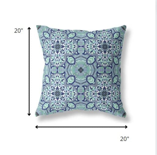 HomeRoots 20" Blue Aqua Cloverleaf Indoor Outdoor Throw Pillow