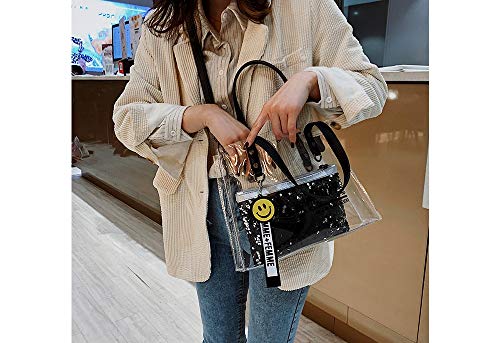 Clear Bags For Women Transparent Crossbody Shoulder Bag Handbag Tote (Black)