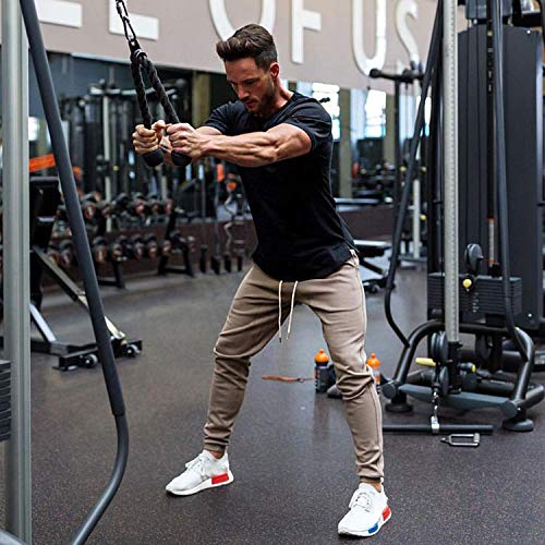 COOFANDY Men Muscle Workout T Shirt Gym Bodybuilding Active Short Sleeve Tee Top Black