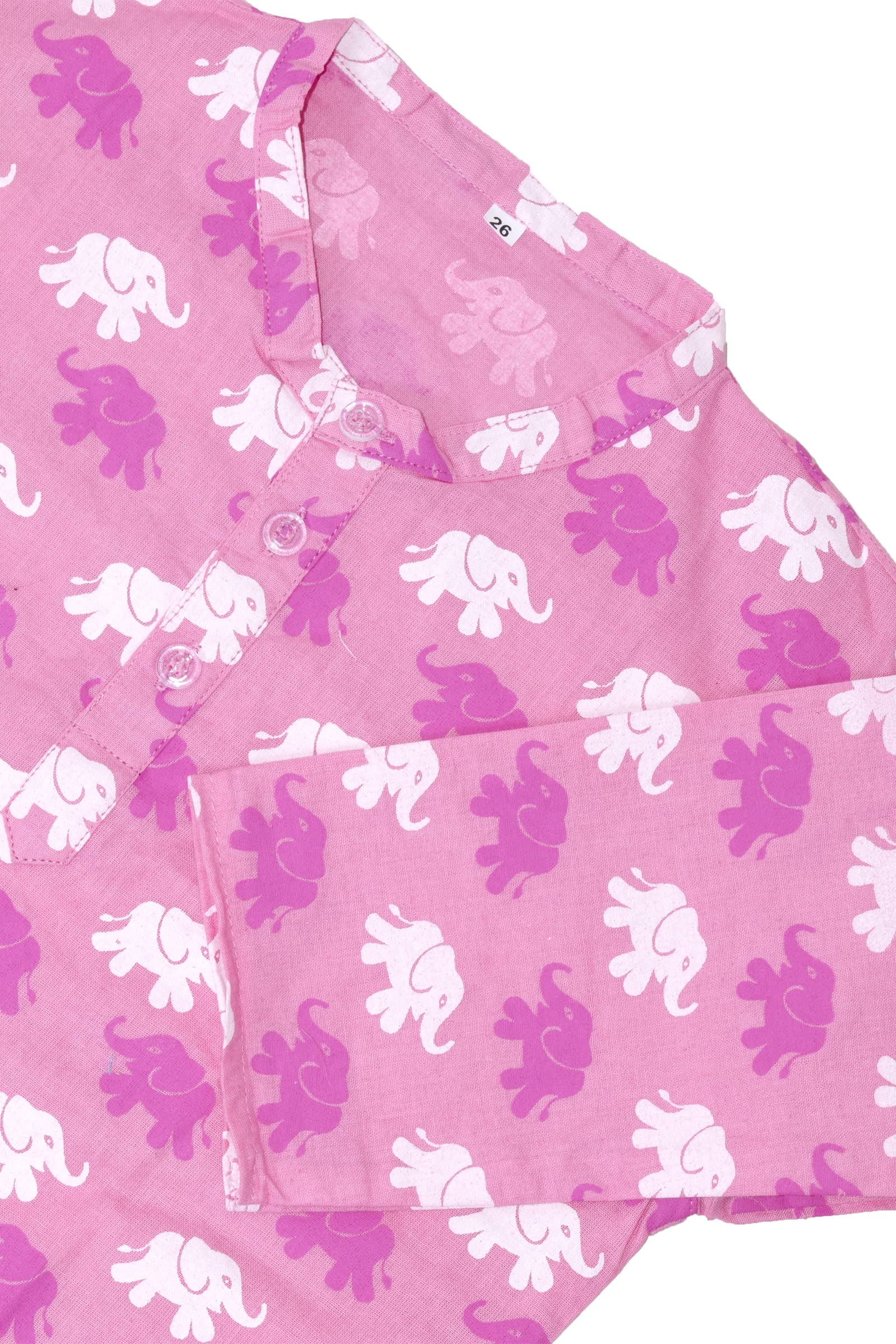 Chandrakala Kids Kurta Set for Boys Indian Printed Ethnic Wear, Pink-White,6-7 Years (KK104PIN7)