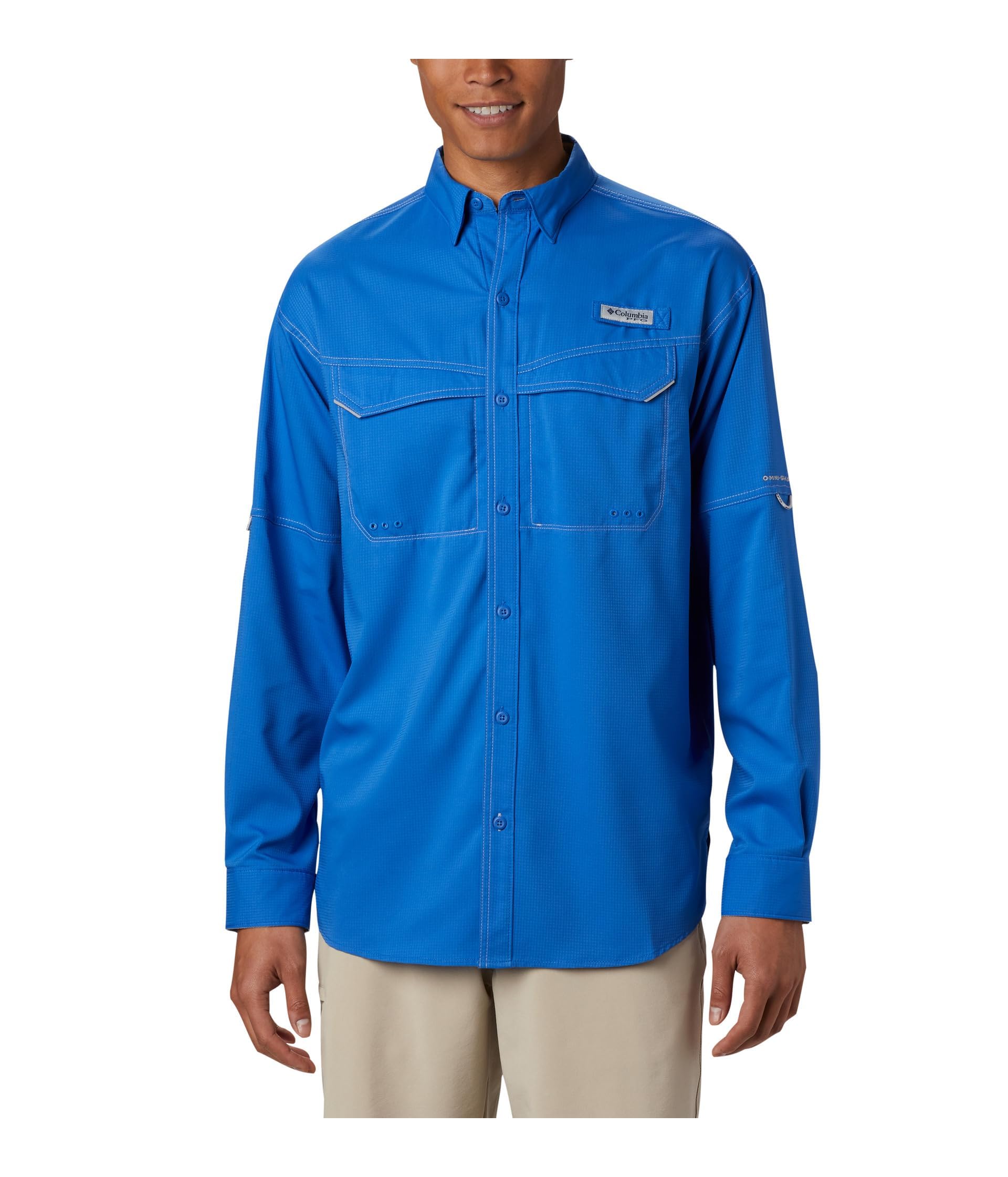 Columbia Men's Low Drag Offshore Short Sleeve Shirt, UPF 40 Protection, Moisture Wicking Fabric, Vivid Blue, X-Large