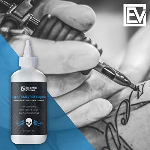 Tattoo Transfer Gel Solution (8 fl oz) Tattoo Stencil Gel For Sharp, Dark & Clean Stencils - Tattoo Transfer Liquid Designed To Last All Day