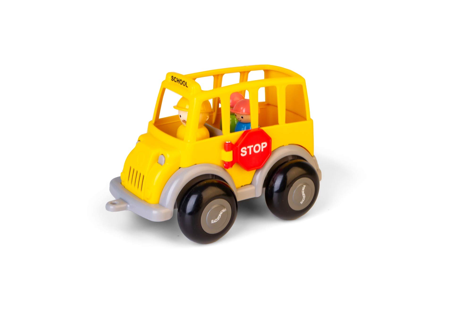 VIKINGTOYS Viking Toys - Midi School Bus - 9" Toy Vehicles Comes with 3 Figures, Working Stop Sign, for Kids Ages 1 Year +