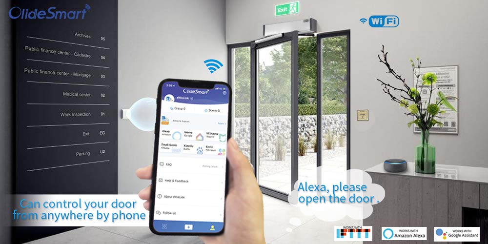 Olideauto Automatic Door Closers Triggered by Dog with WiFi Controller+Wireless Pet Detection Sensors,Phone App Control Remotely Automatic Dog Door Opener