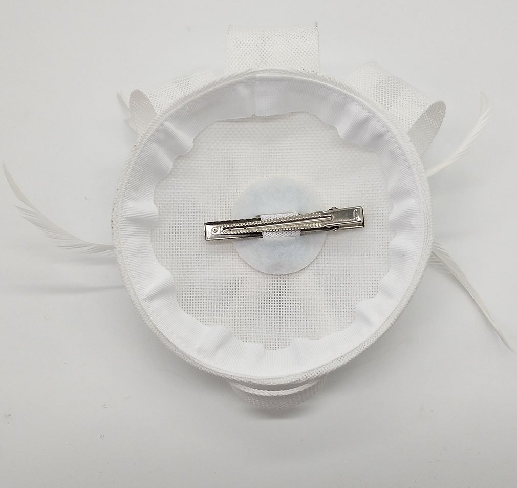 Coolwife Womens Fascinator Hat Sinamay Pillbox Flower Feather Tea Party Derby Wedding Headwear (A White)