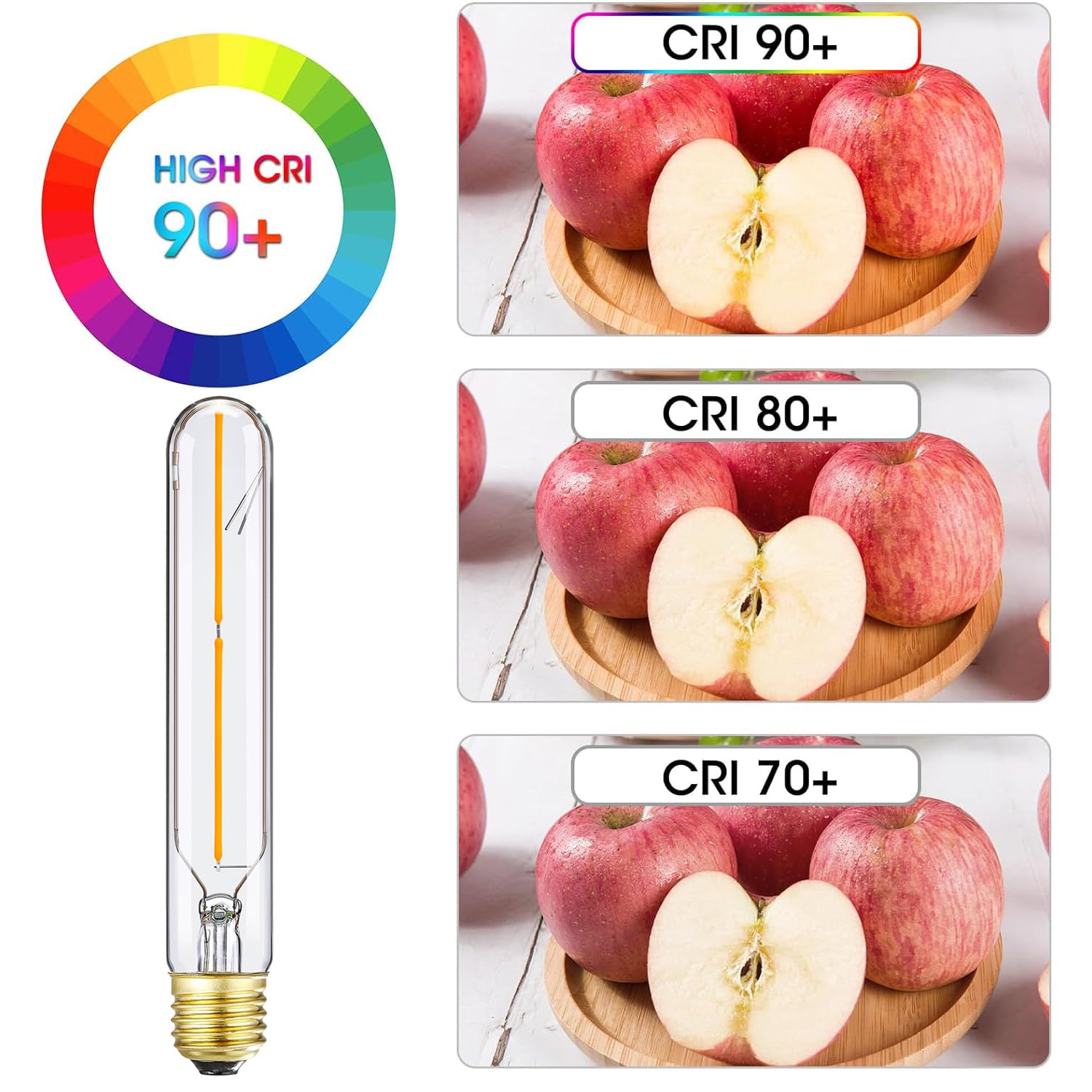 LVYE Tubular E26 LED Bulb 4W Equal 40 Watt Warm White 2700K E26 Edison AC120V 400lm Tube T9 T10 LED Light Bulb for Rustic Pendant,Chandeliers,Wall sconces 4Pack