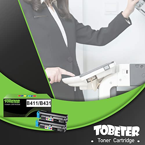 ToBeter B411/B431 44574701 Compatible Toner Cartridge Replacement for OKI Okidata b411 b411d b411f b411dn b431d b431dn mb491 mb461 mb471 mb471w Printer(2 Pack, Black)