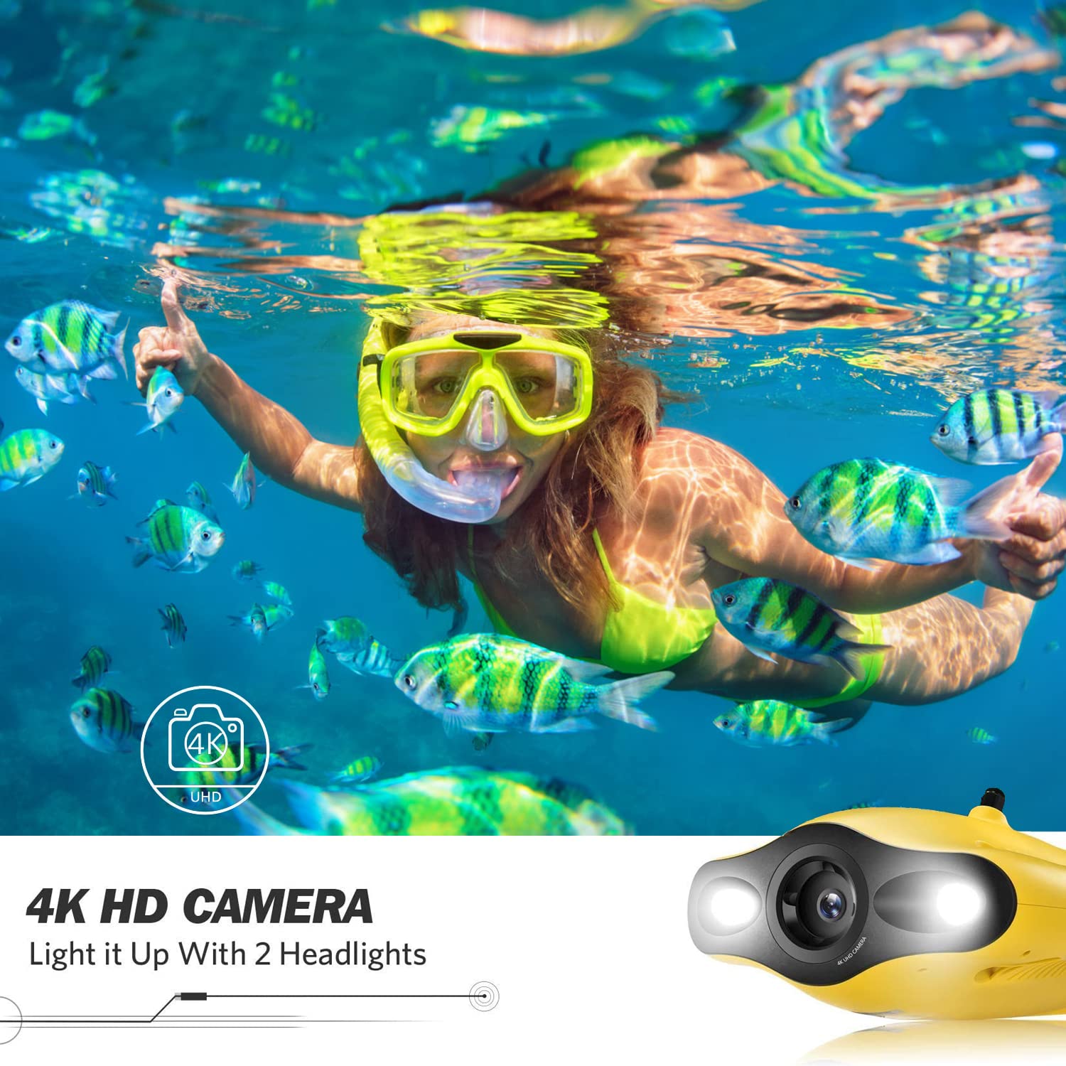 Chasing gladius MINI Underwater Drone, 4K 1080P 12MP UHD Underwater Camera, Remote and APP Remote Control, Adjustable Attitude ±45°, Dive to 330ft, ROV with Backpack, Bobbin Winder, Advanced Remote
