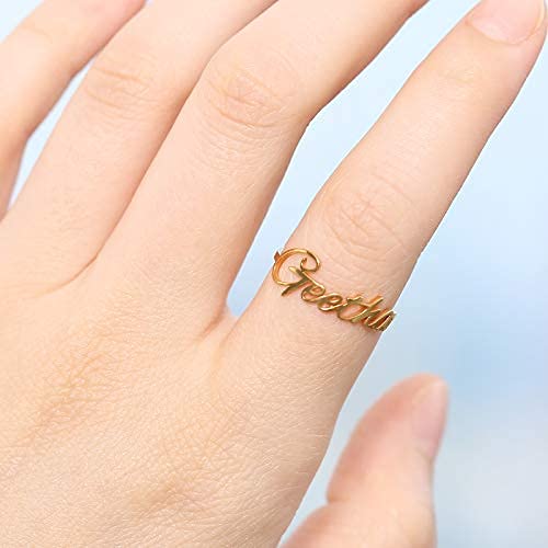 EVER2000 Personalized Name Rings for Women Sterling Silver Custom Name Rings Personalized with Name Customize Finger Ring for Engagement Wedding Christmas Gift (Butterfly Name Ring-Silver)